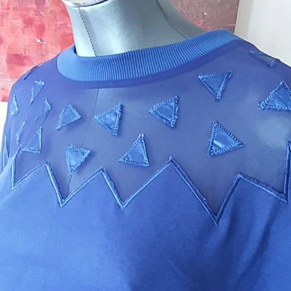 Rehab | Tops | Retro Royal Blue Triangle Patches On Mesh | Poshmark